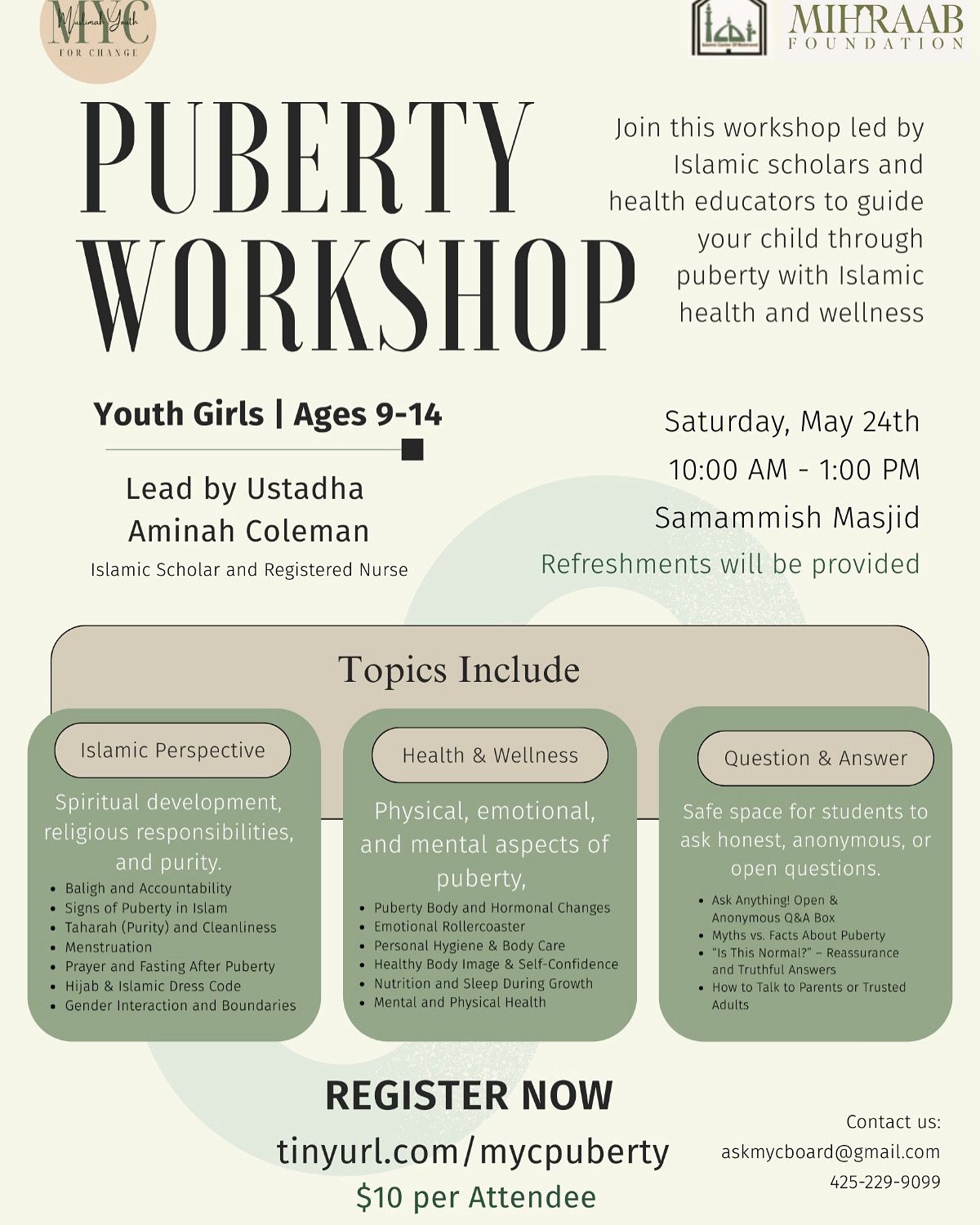 Youth - Girls Only: Puberty Workshop - SMA Mosque